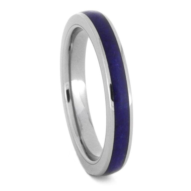 Meteorite Lapis Lazuli Wedding Ring Set, Titanium Bands - Etsy