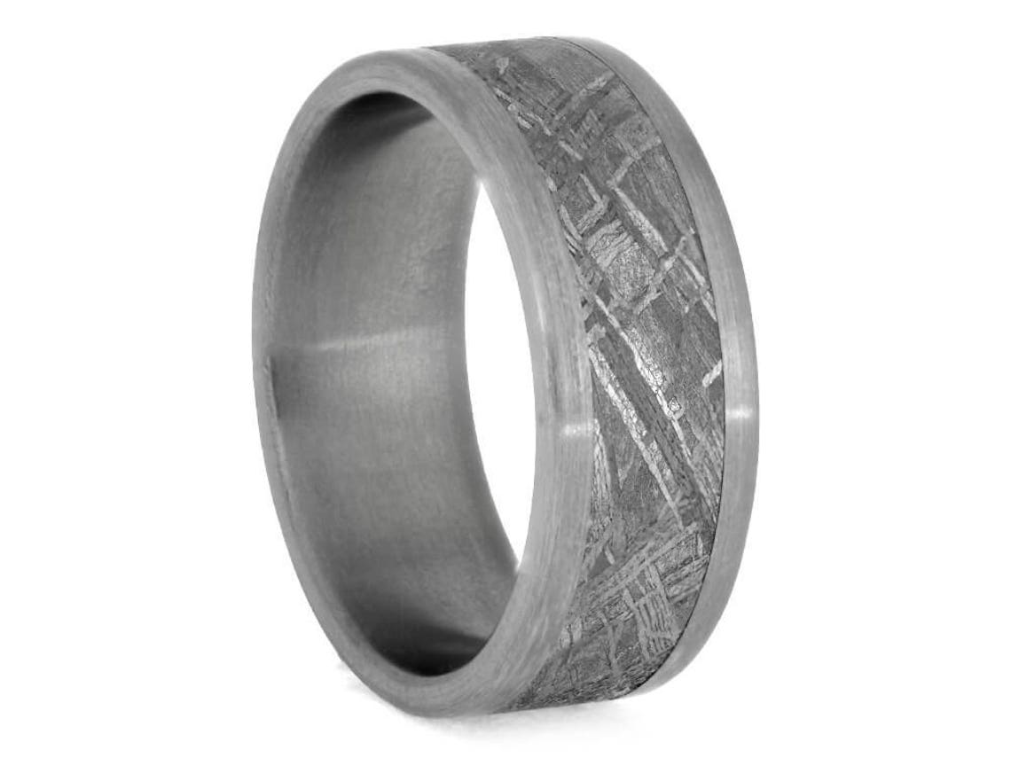 Meteorite Ring in Brushed Titanium Masculine Meteorite Ring | Etsy