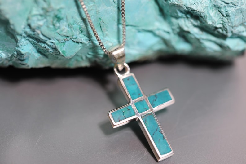 Cross Pendant With Eilat Stone, 925 Silver, Turquoise Pendant, King ...