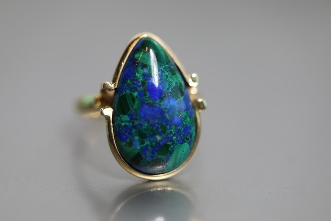 Eilat Stone Ring, 14K Gold, Turquoise Ring, King Solomon Stone, Natural ...