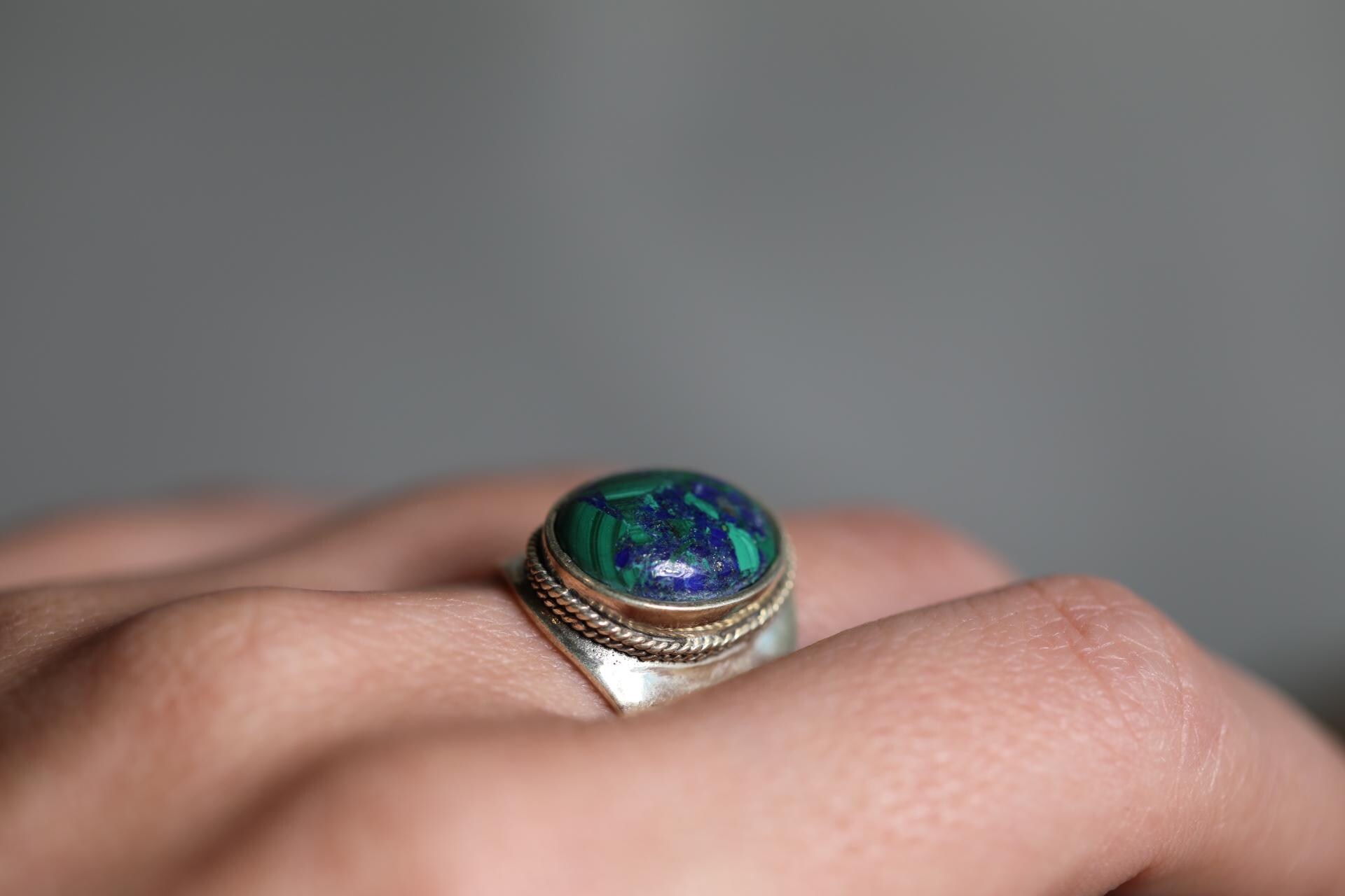 Genuine Eilat Stone Ring, 925 Silver, Turquoise Ring, King Solomon ...