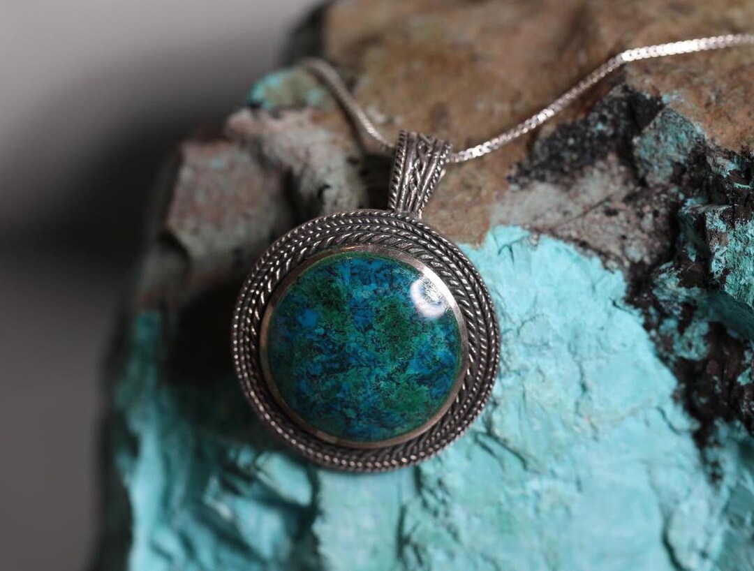 Genuine Eilat Stone Pendant, 925 Silver, Turquoise Pendant, King ...