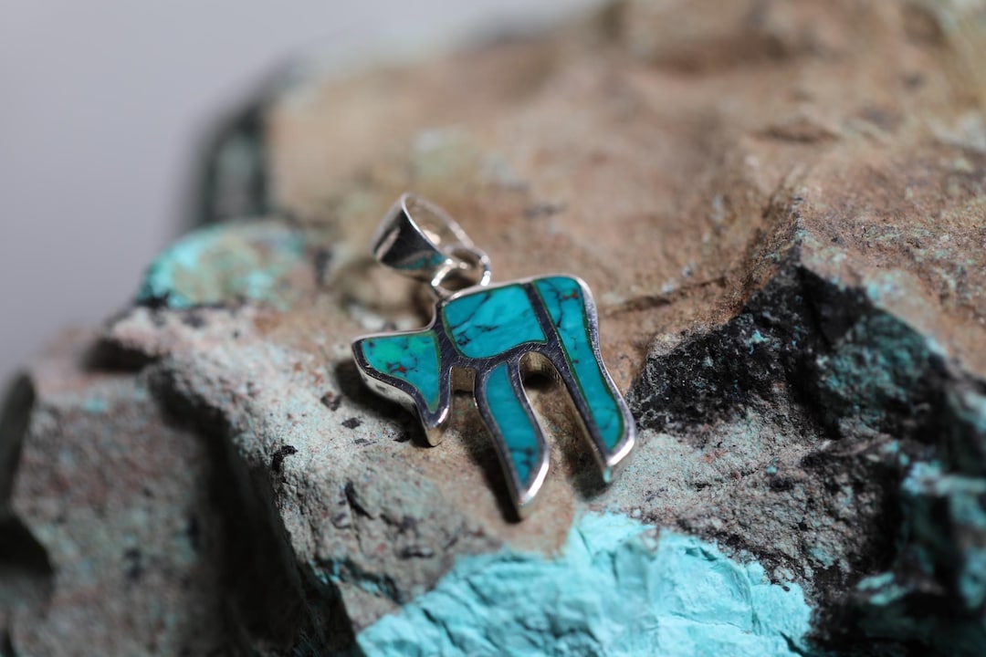 Chai Pendant With Genuine Eilat Stone, 925 Silver, Turquoise Pendant ...