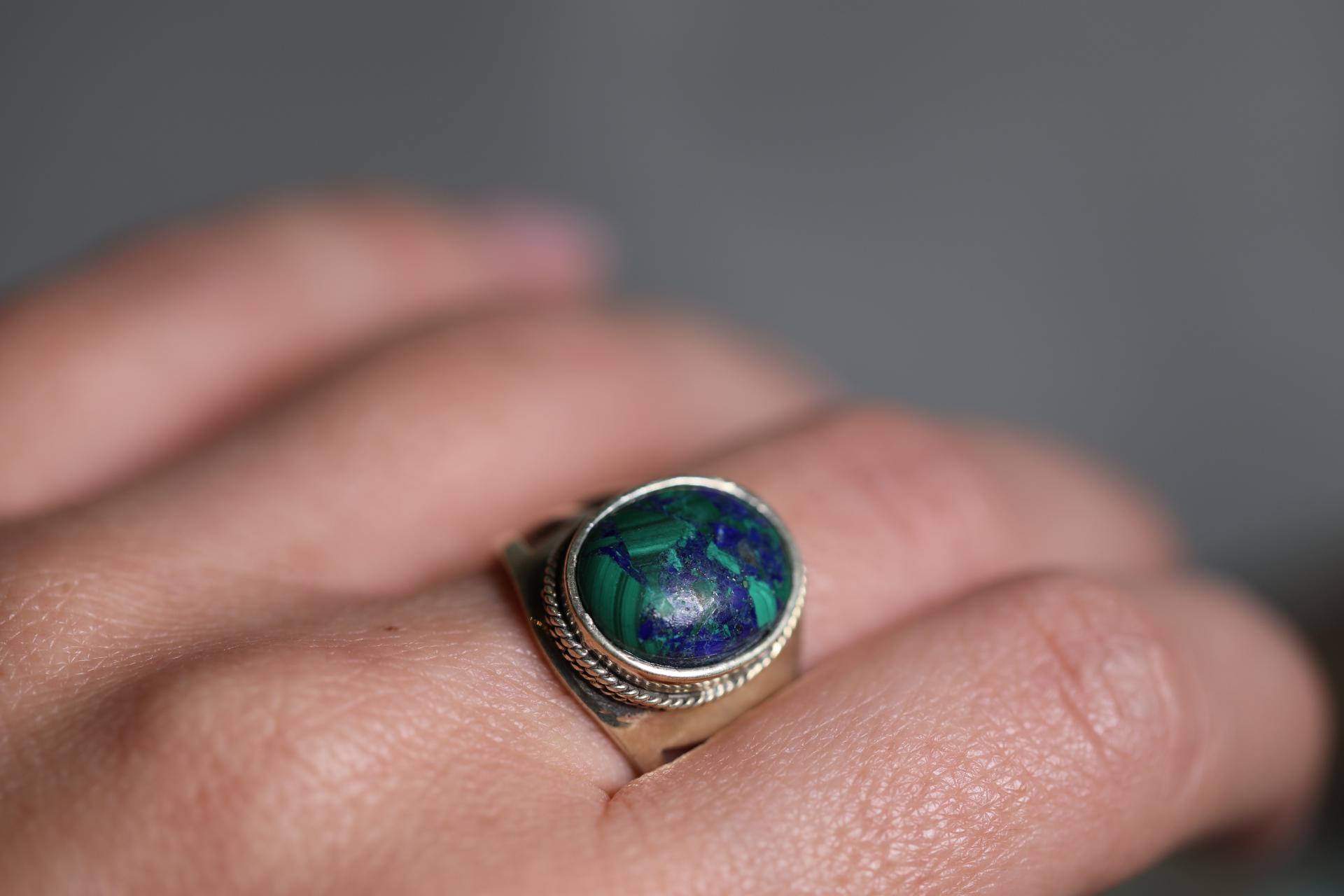 Genuine Eilat Stone Ring, 925 Silver, Turquoise Ring, King Solomon ...