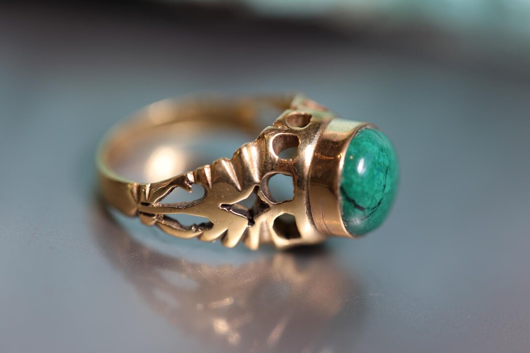 Eilat Stone Ring, 14K Gold, Turquoise Ring, King Solomon Stone, Natural ...