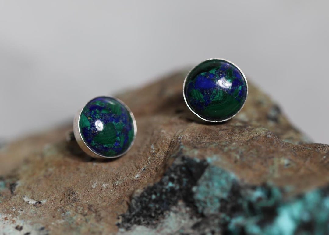 Eilat Stone Stud Earrings, 925 Silver, Turquoise Earrings, King Solomon ...