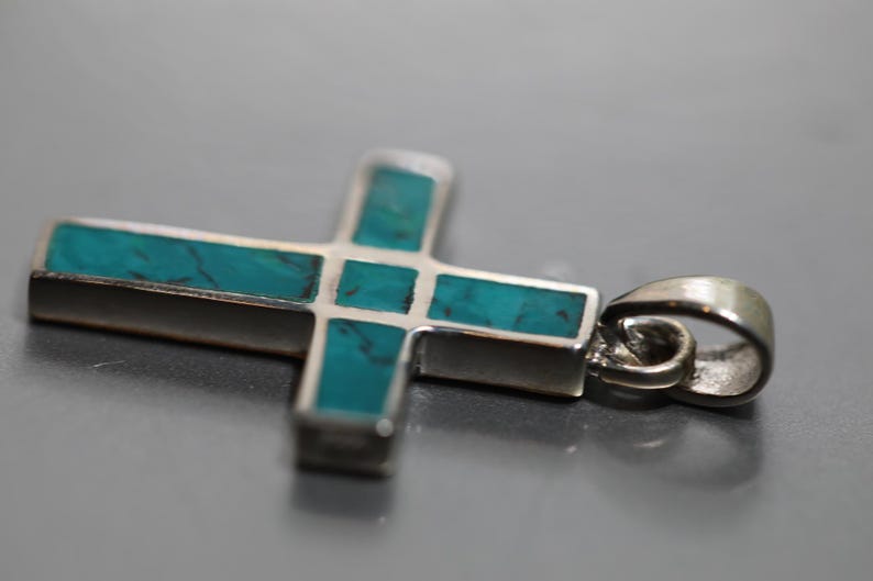 Cross Pendant With Eilat Stone, 925 Silver, Turquoise Pendant, King ...