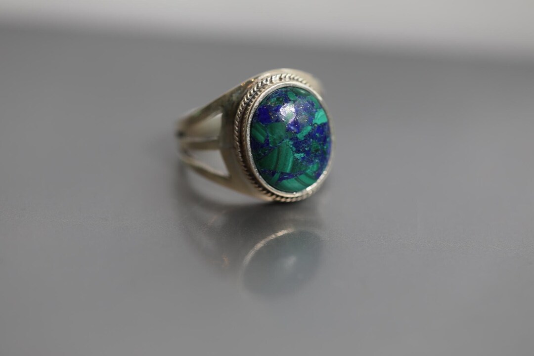 Genuine Eilat Stone Ring, 925 Silver, Turquoise Ring, King Solomon ...