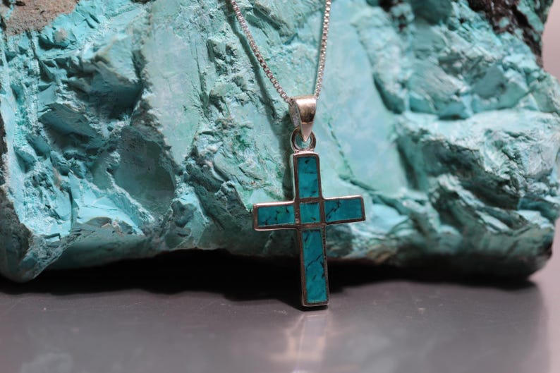 Cross Pendant With Eilat Stone, 925 Silver, Turquoise Pendant, King ...