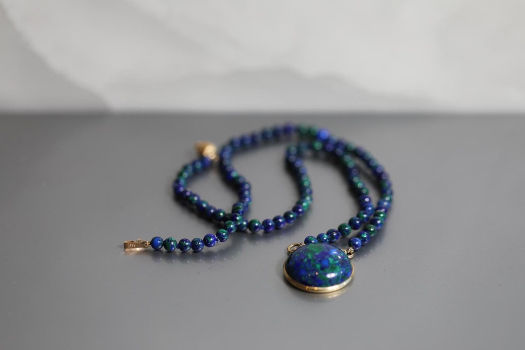 Eilat Stone Necklace, 14K Gold, Turquoise Necklace, King Solomon Stone ...