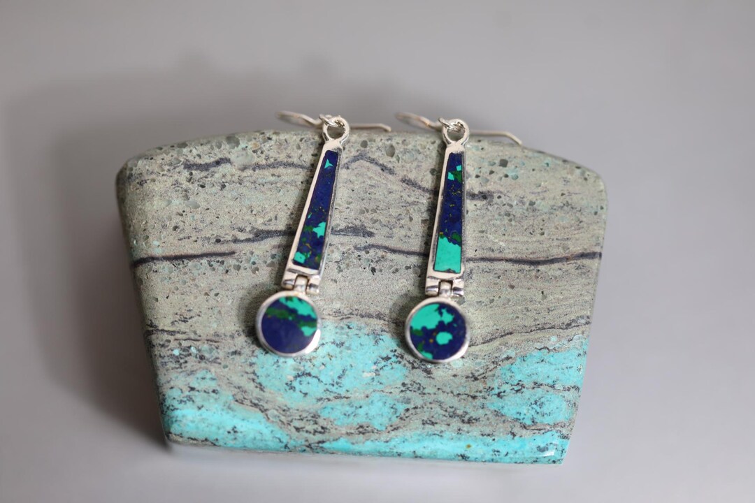Genuine Eilat Stone Earrings, 925 Silver, Turquoise Earrings, King ...