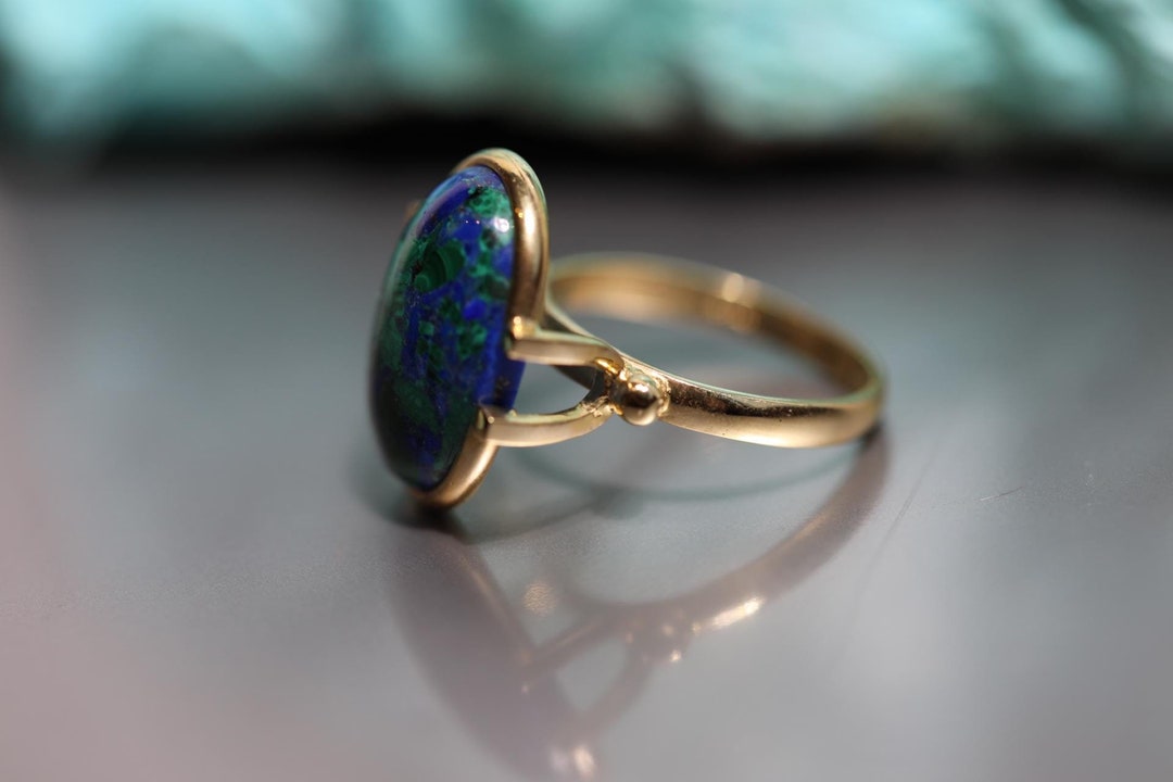 Eilat Stone Ring, 14K Gold, Turquoise Ring, King Solomon Stone, Eilat ...