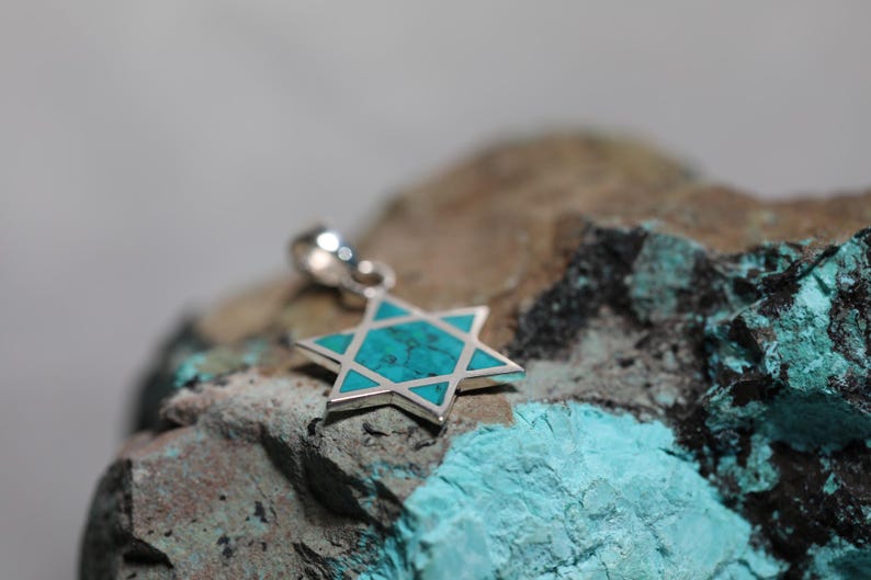 Star of David Pendant With Eilat Stone, 925 Silver, Turquoise Pendant ...