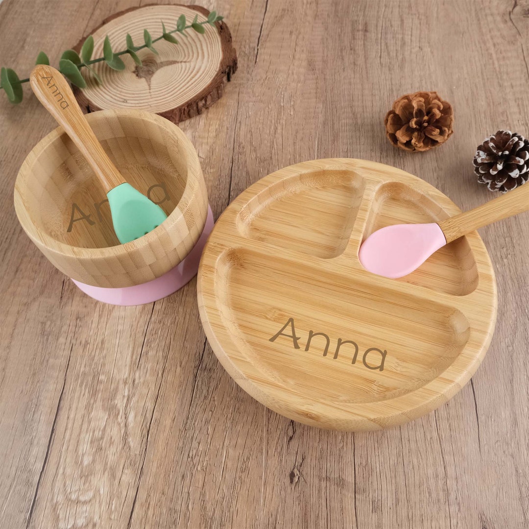 Personalised Bamboo Childrens Dining Set Spoon & Bowl,custom Bamboo ...