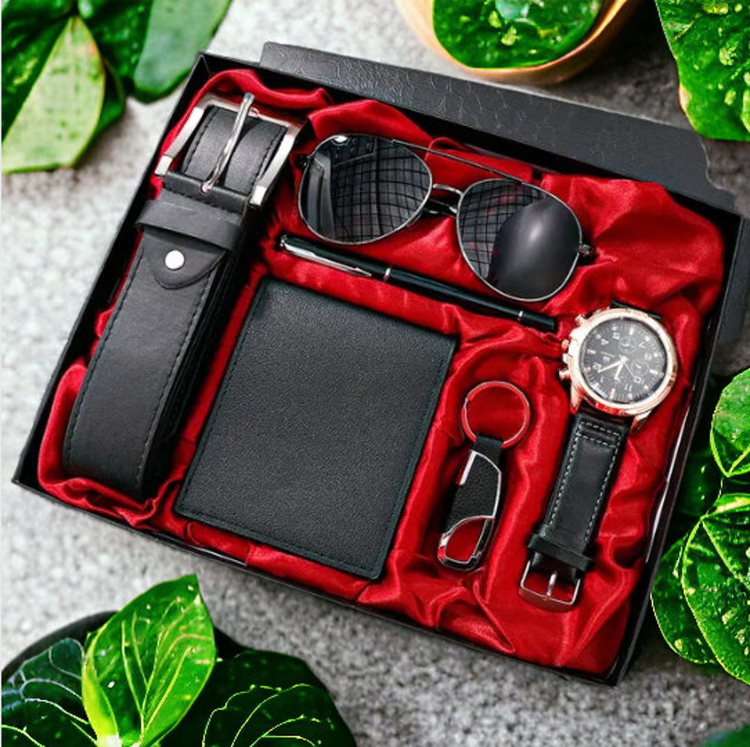 Men Gift Watch Business Luxury Company Mens Set 6 in 1 Watch Glasses ...