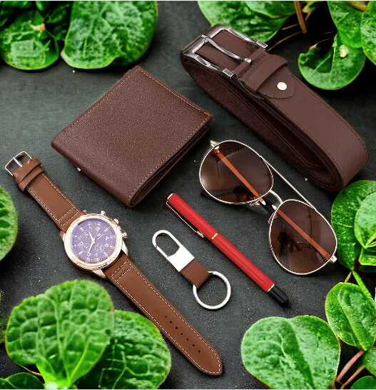 Men Gift Watch Business Luxury Company Mens Set 6 in 1 Watch Glasses ...