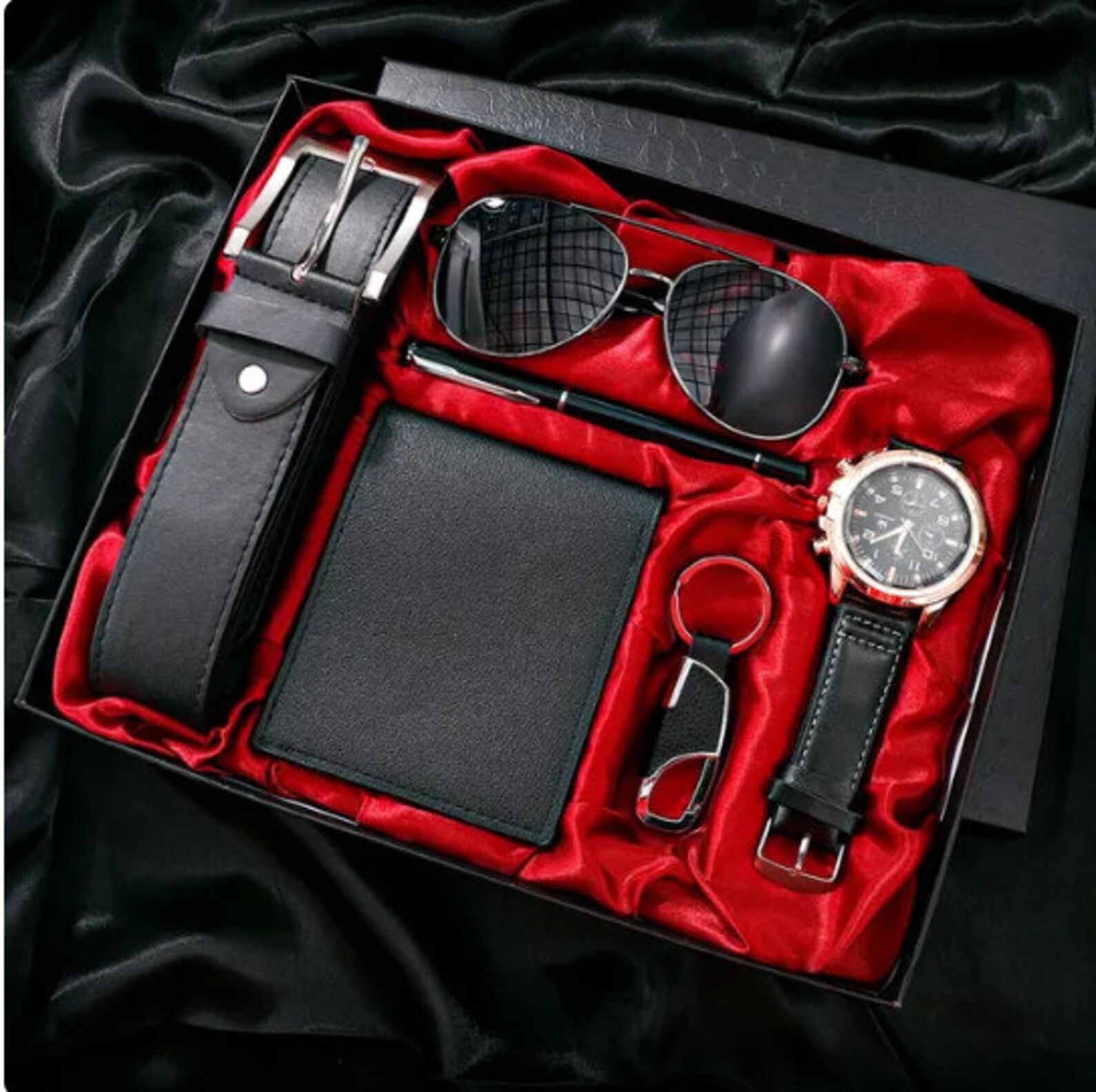 Men Gift Watch Business Luxury Company Mens Set 6 in 1 Watch Glasses ...