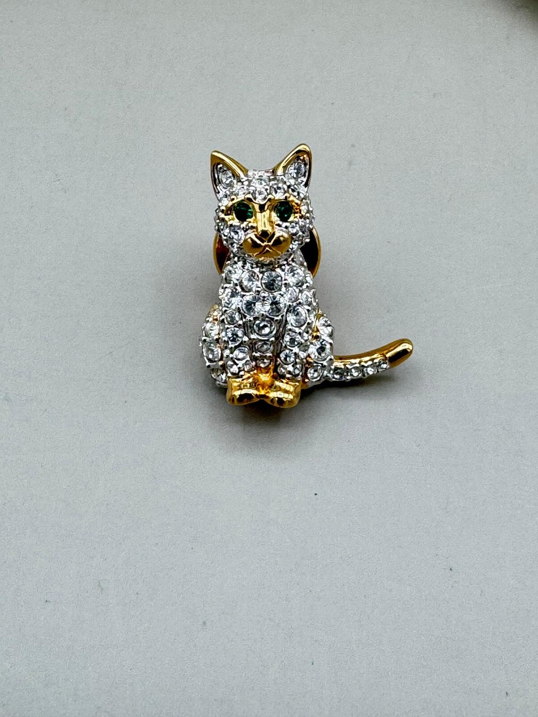 Vintage Swarovski Swan Logo Crystal Cat Lapel or Tie Tack Pin - Etsy