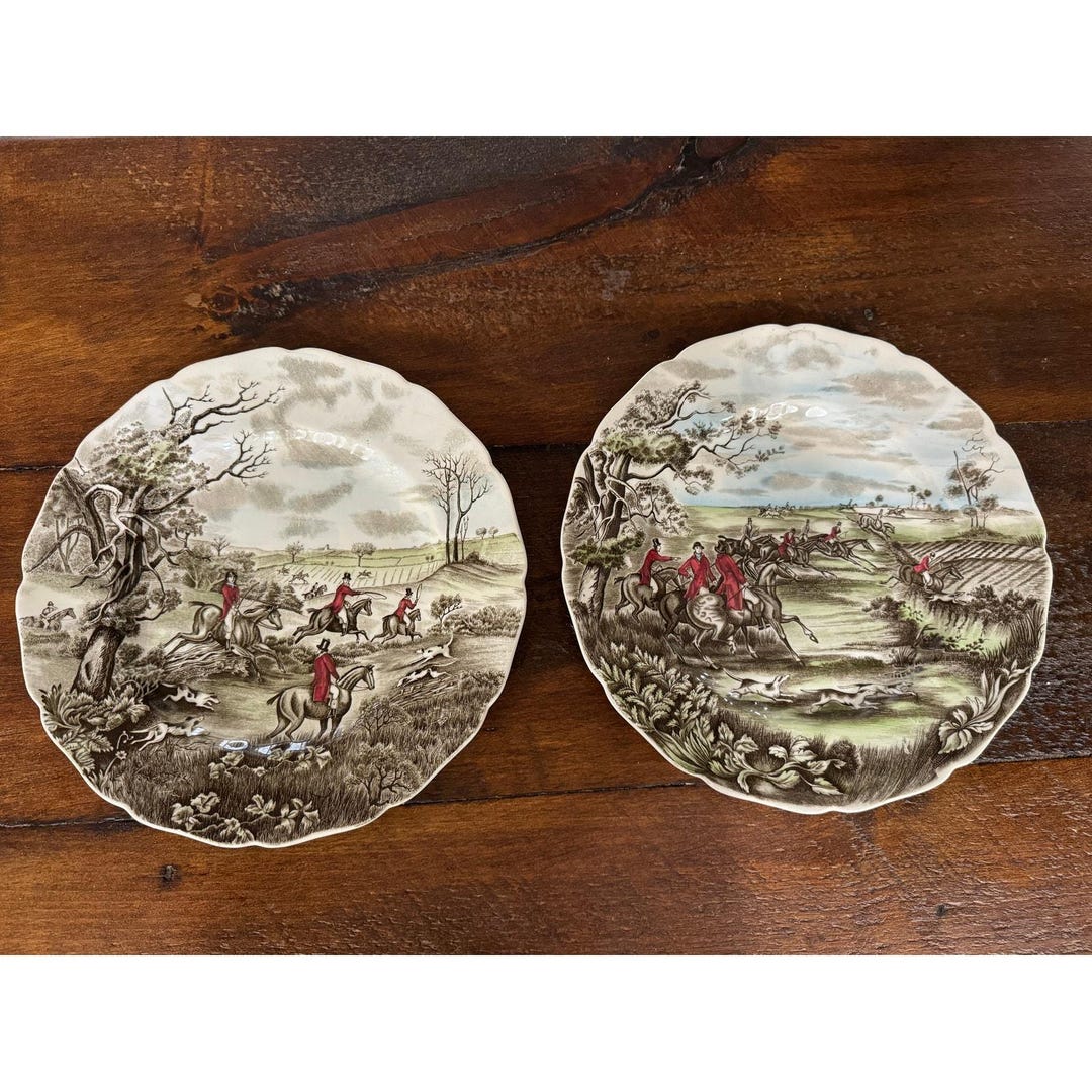Vintage Johnson Bros. Tally Ho Dinnerware 2 Dinner Plates - Etsy