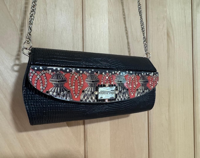 Vintage Black Snakeskin Clutch – Stella Page Lacquer Panel, Crossbody ...