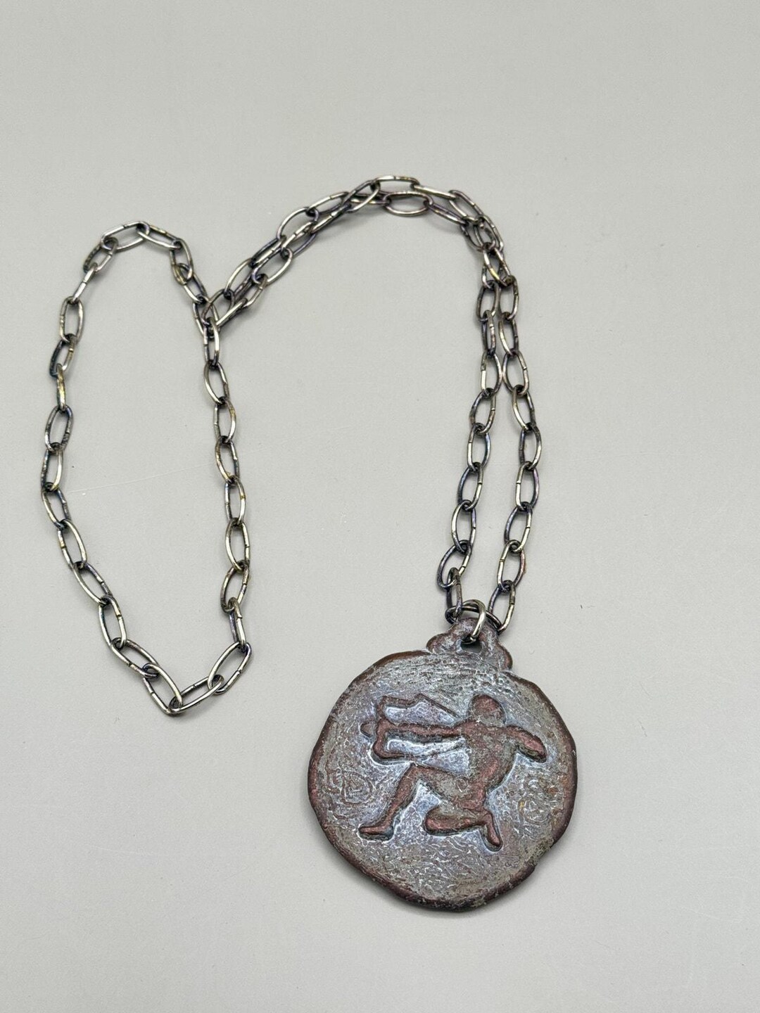 Vintage Sagittarius Zeus Greek Two Sided Pendant Necklace - Etsy