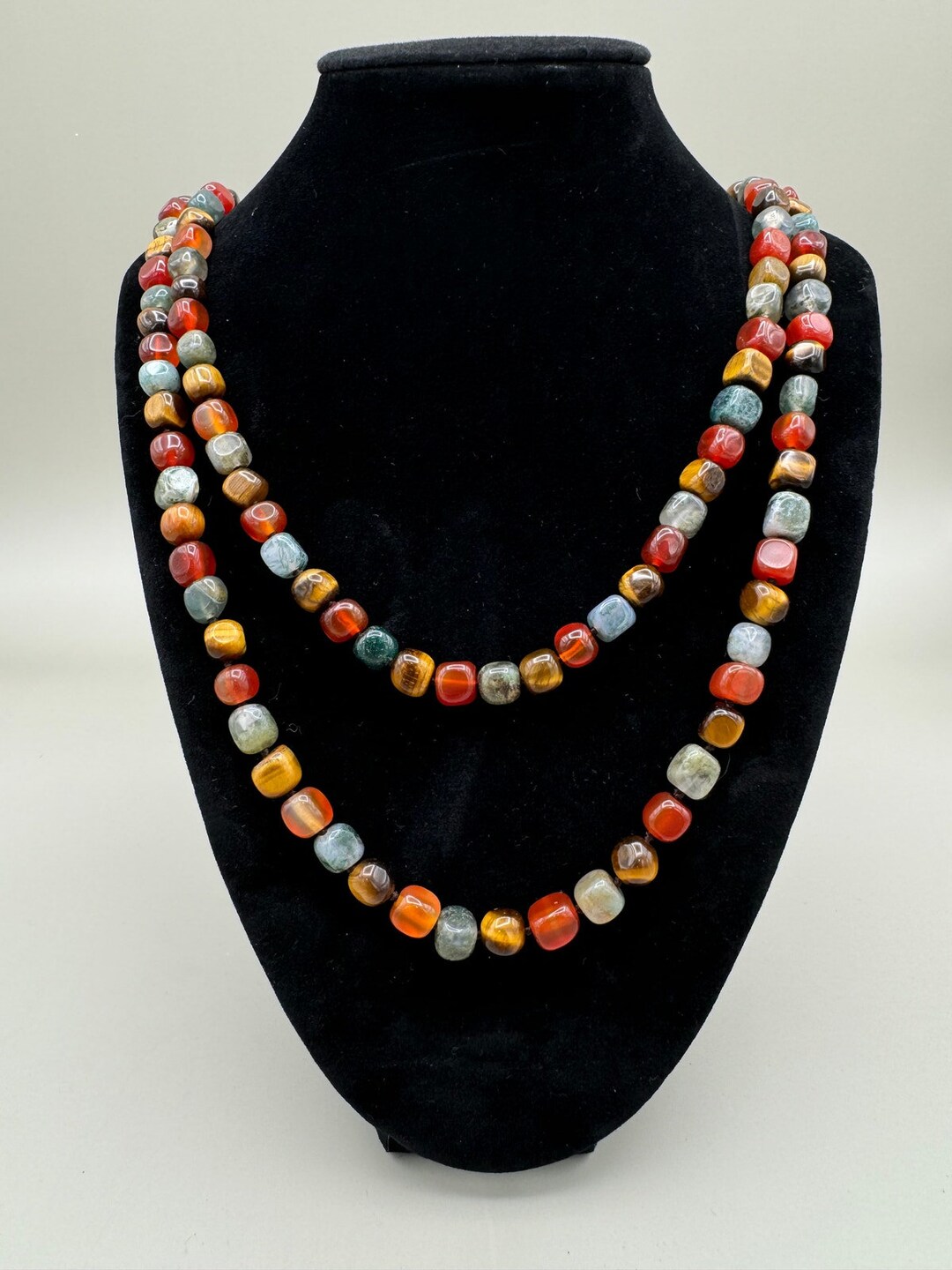 Vintage Sally C Treasures 925 Multi Crystal Stone Long 55" Necklace - Etsy