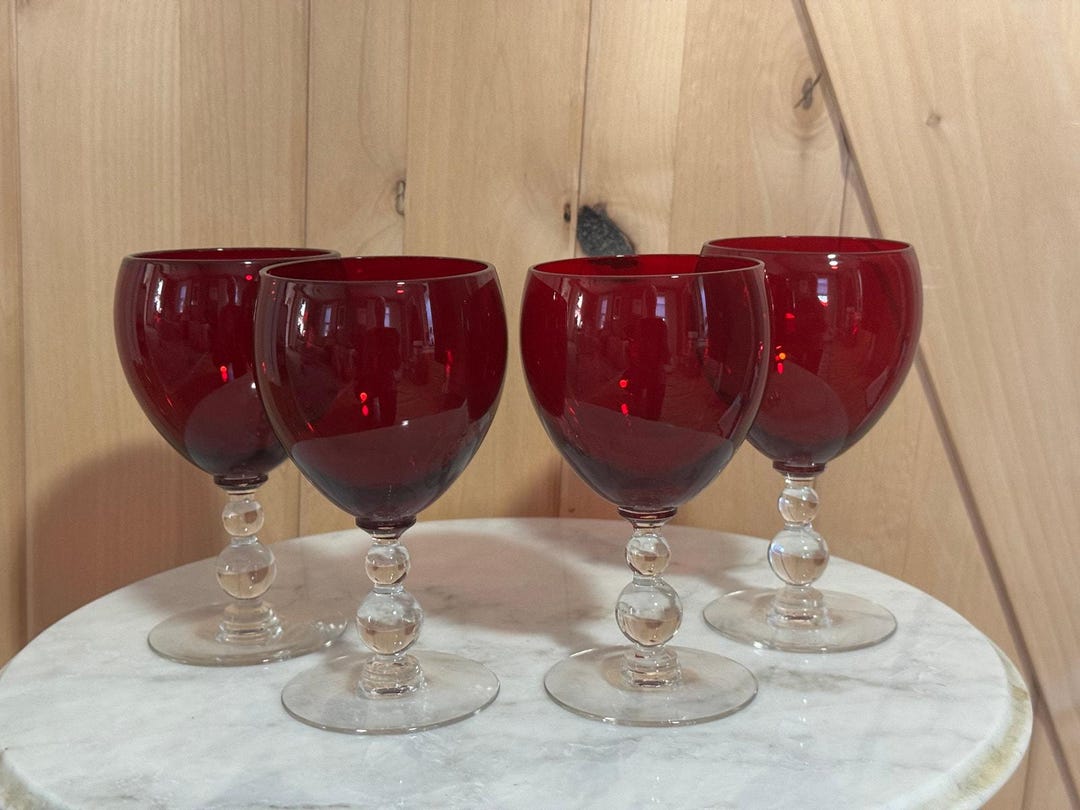 Vintage Imperial Glass Candlewick 3800 Ruby Red Goblets Set of 4 - Etsy