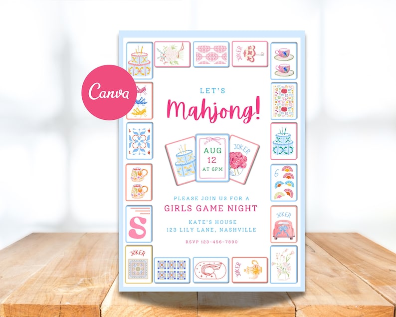 Mahjong Invitation: Editable Game Night Template (digital Download) - Etsy