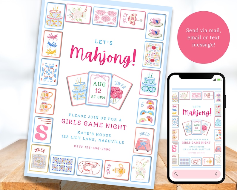 Mahjong Invitation: Editable Game Night Template (digital Download) - Etsy