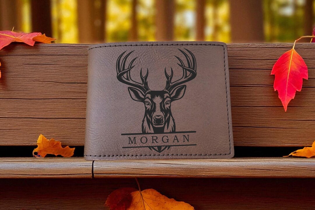 Custom Wallet, Deer Hunter Wallet, Personalized Genuine Leather Wallet ...