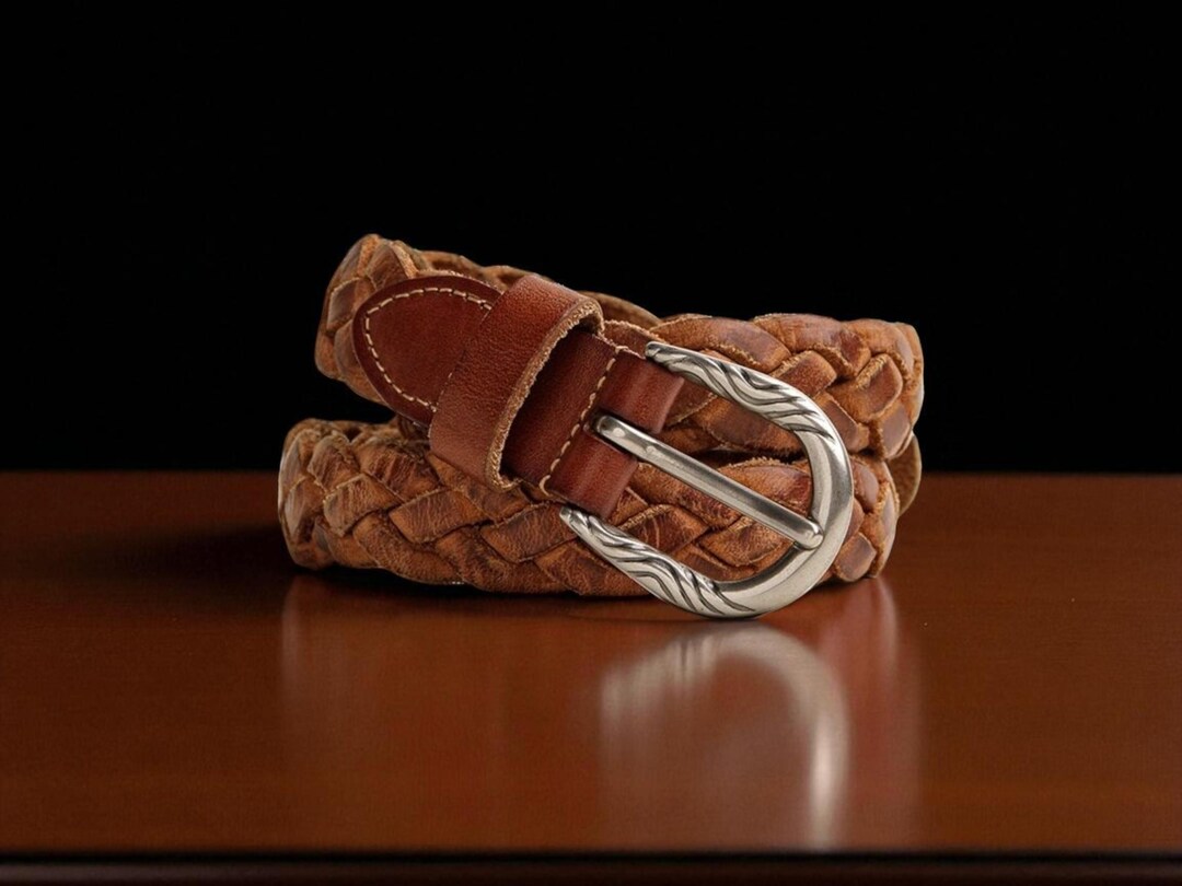 Genuine Leather Braid Belt, Hand-braided Tan Belt for Men, Custom High ...