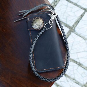 Handmade Leather Biker Wallet, Chain Wallet, Wallet for Biker, Bifold ...