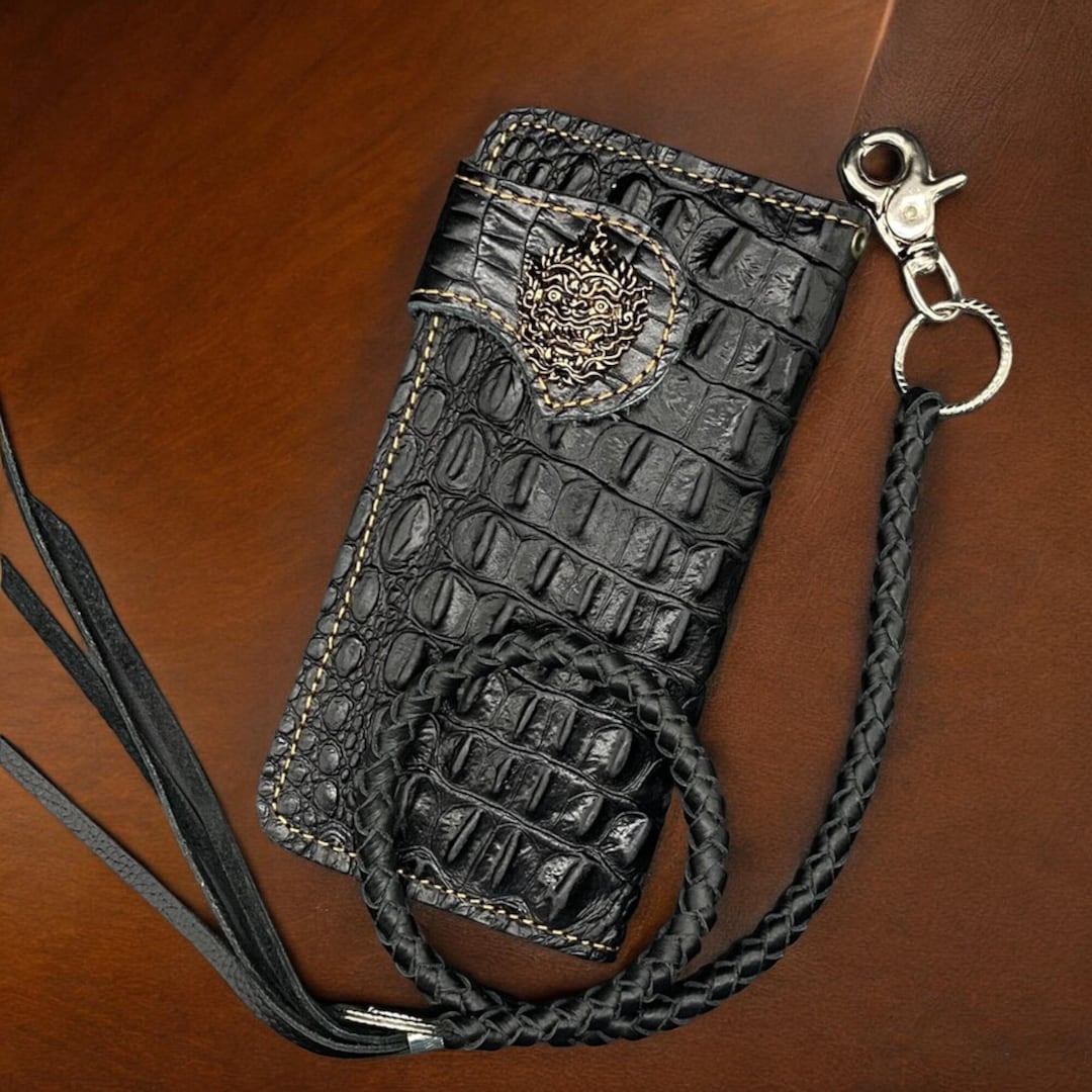 Handmade Leather Chain Wallet, Mens Bifold Wallet, Leather Biker Wallet ...