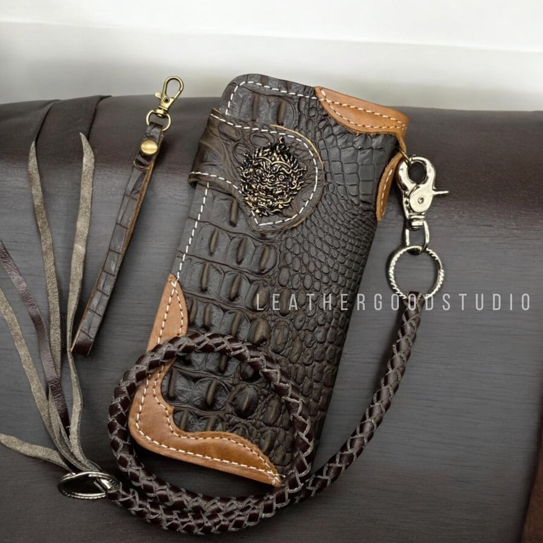 Handmade Leather Chain Wallet, Mens Bifold Wallet, Leather Biker Wallet ...