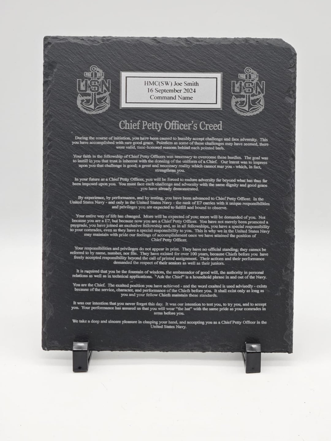 Chief Petty Officer Plaque (CPO) #11 - Laser Engraved Black Slate 8x10 ...