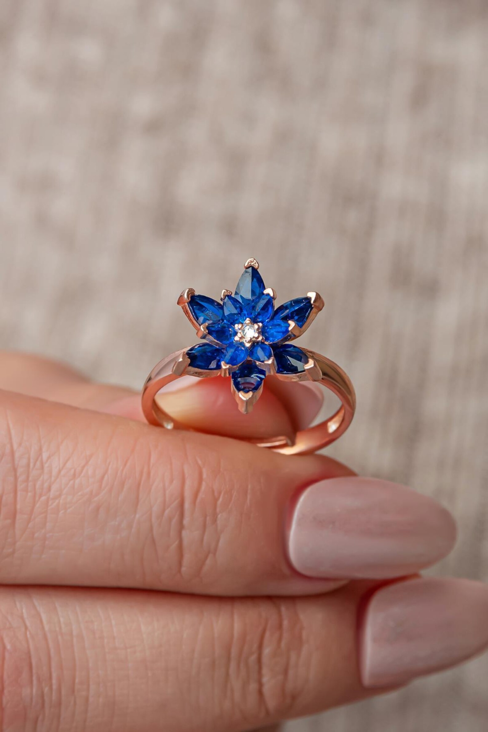 Blue Lotus Flower Ring Adjustable 925 Sterling Silver, Rose Gold, Gift ...