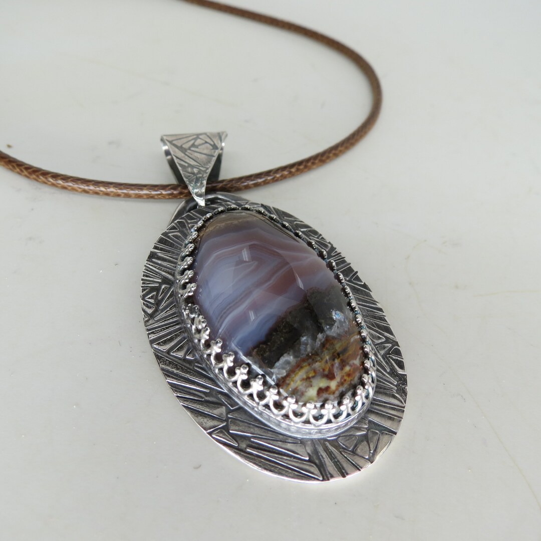Mexican Fortification Agate Pendant - Etsy
