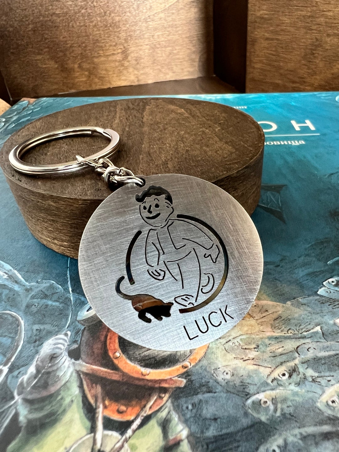 Fallout Style Keychain Vault Boy Luck Perk - Etsy