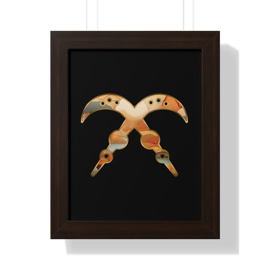 Akofena Framed Adinkra Symbol Art Print, African Cultural Akan Wall Art ...