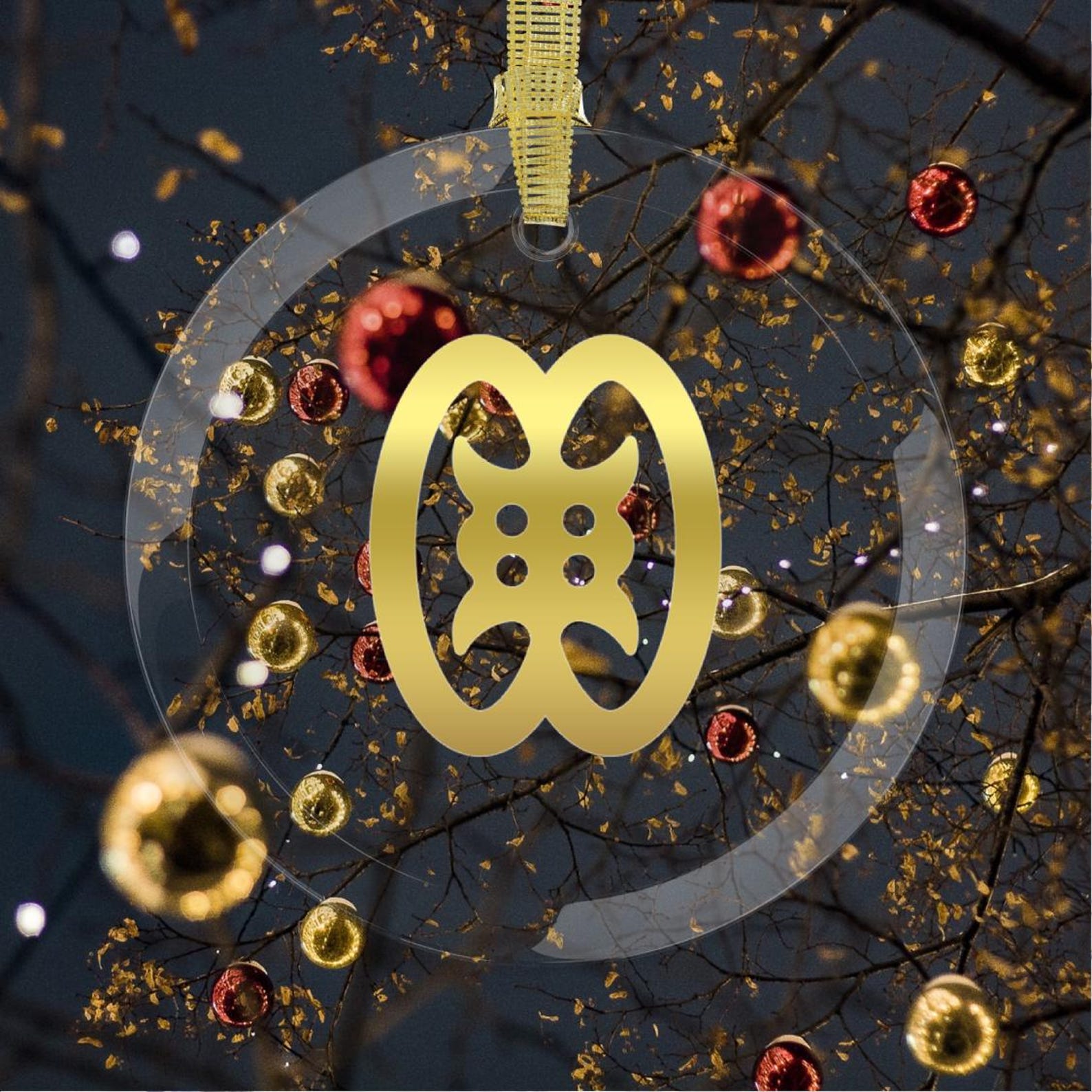 100% Glass Ornament, Akwaaba Adinkra African Symbol Christmas Holiday ...