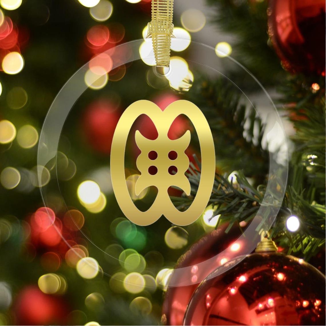 100% Glass Ornament, Akwaaba Adinkra African Symbol Christmas Holiday ...