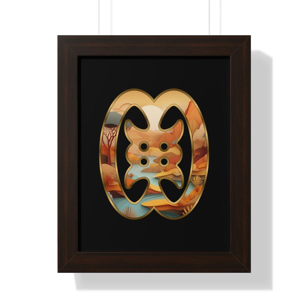 Akwaaba Framed Adinkra Symbol Art Print, African Cultural Akan Wall Art ...