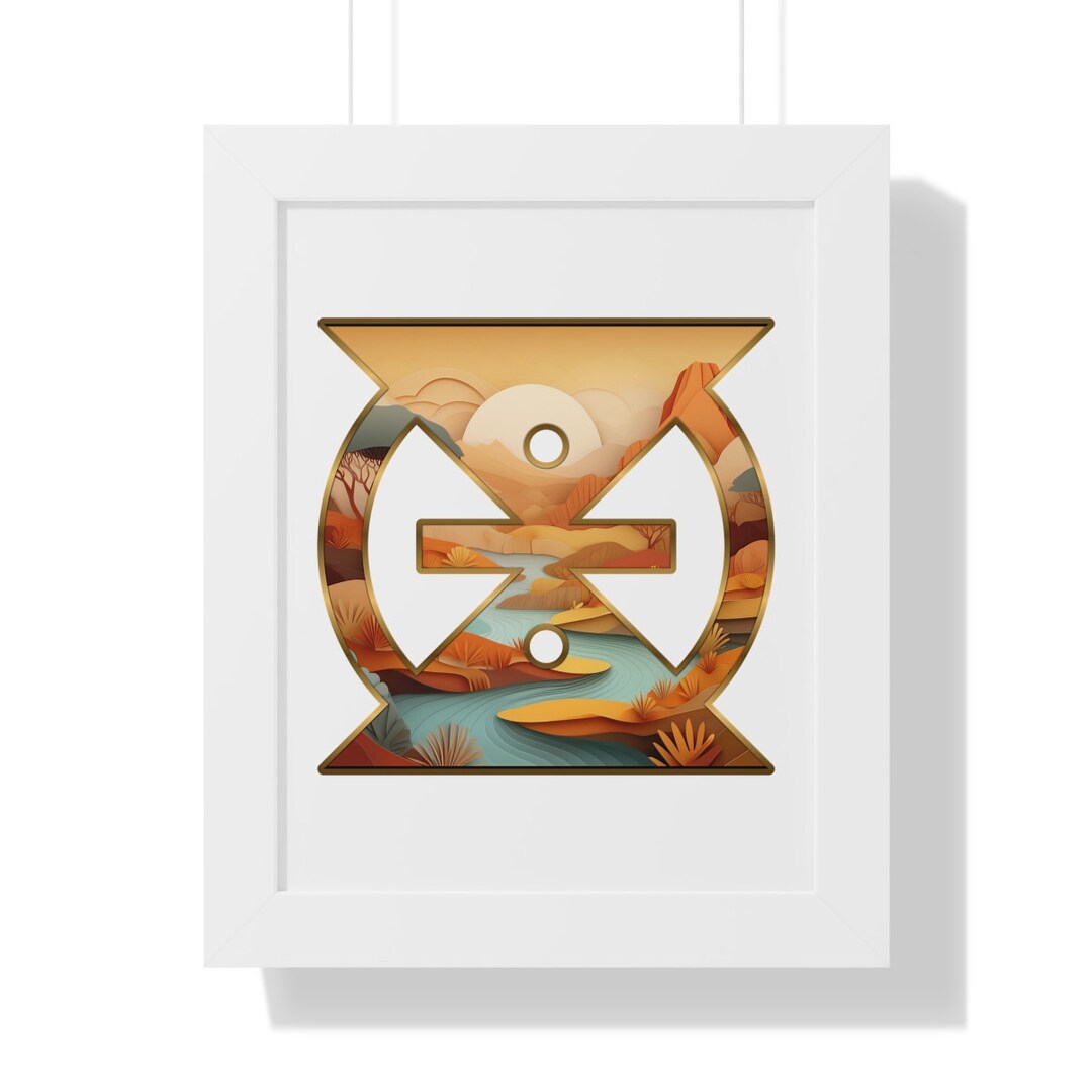 Adinkra Mmere Dane Framed Adinkra Symbol Art Print, African Symbol Wall ...