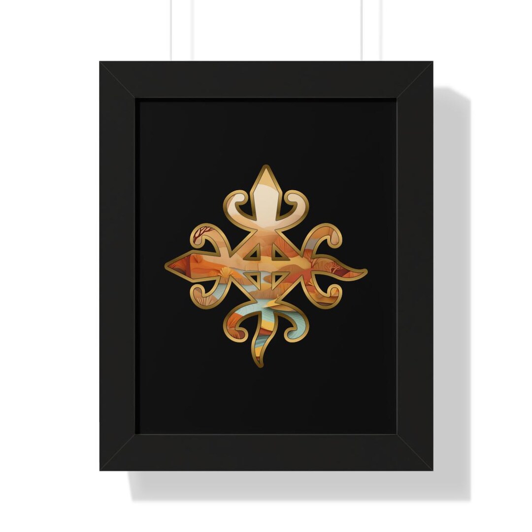 Funtumfunafu Denkyem Framed Adinkra Symbol Art Print, African Cultural ...