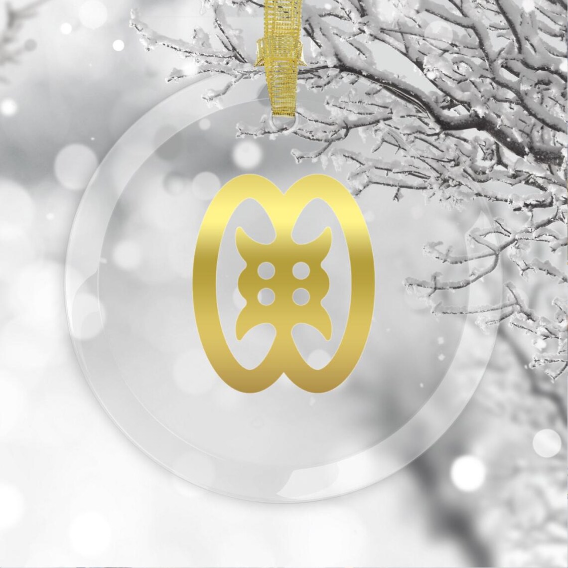 100% Glass Ornament, Akwaaba Adinkra African Symbol Christmas Holiday ...