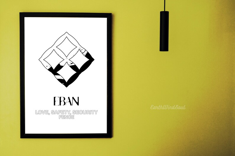 Instant Download: Adinkra Symbol EBAN Black and White With Name and ...