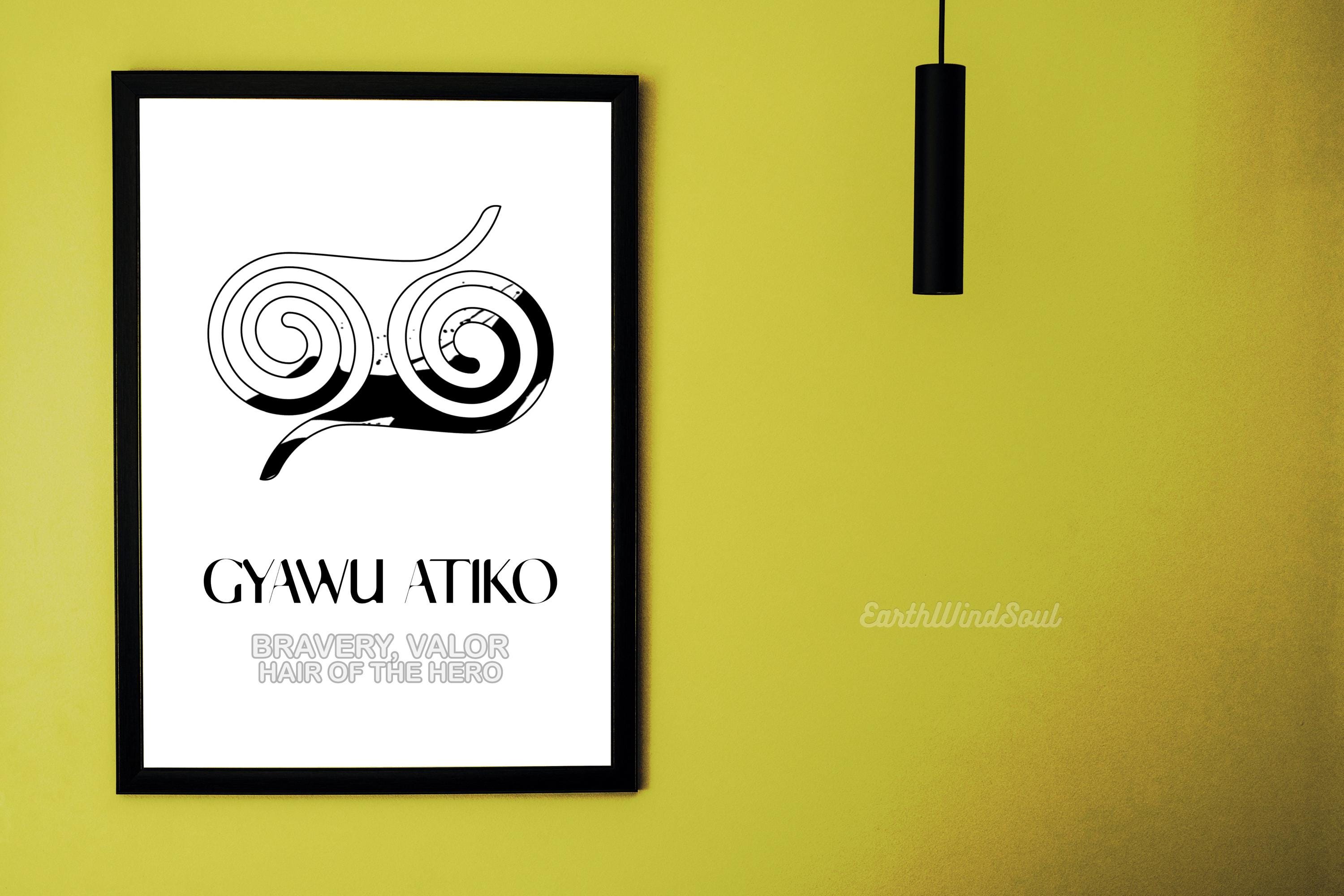 Instant Download: Adinkra Symbol GYAWU ATIKO Black and White With Name ...