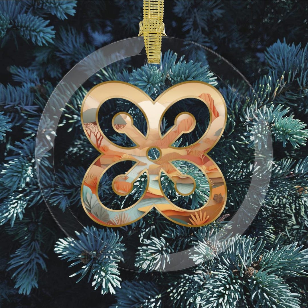 100% Glass Ornament, Bese Saka Adinkra African Symbol Christmas Holiday ...