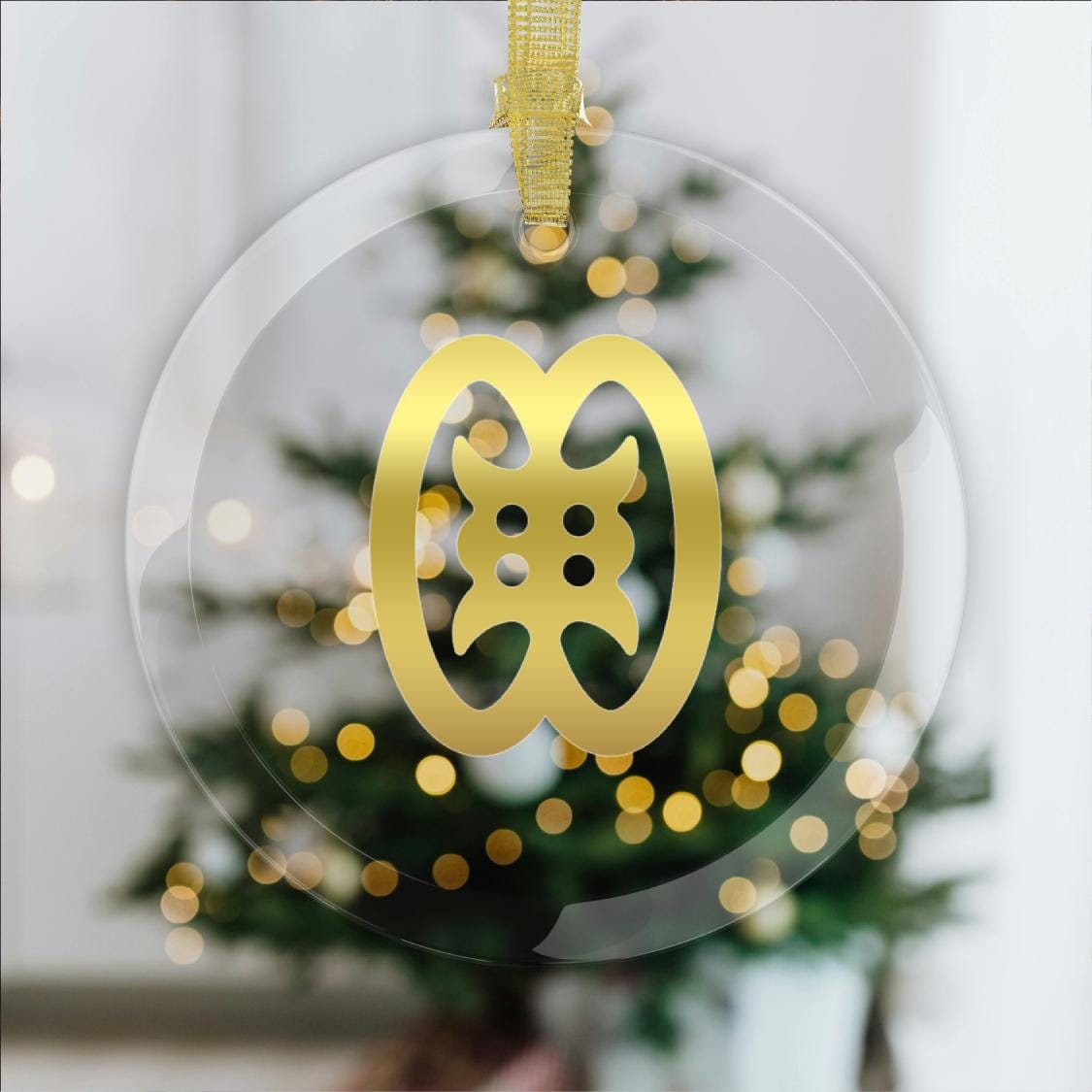 100% Glass Ornament, Akwaaba Adinkra African Symbol Christmas Holiday ...