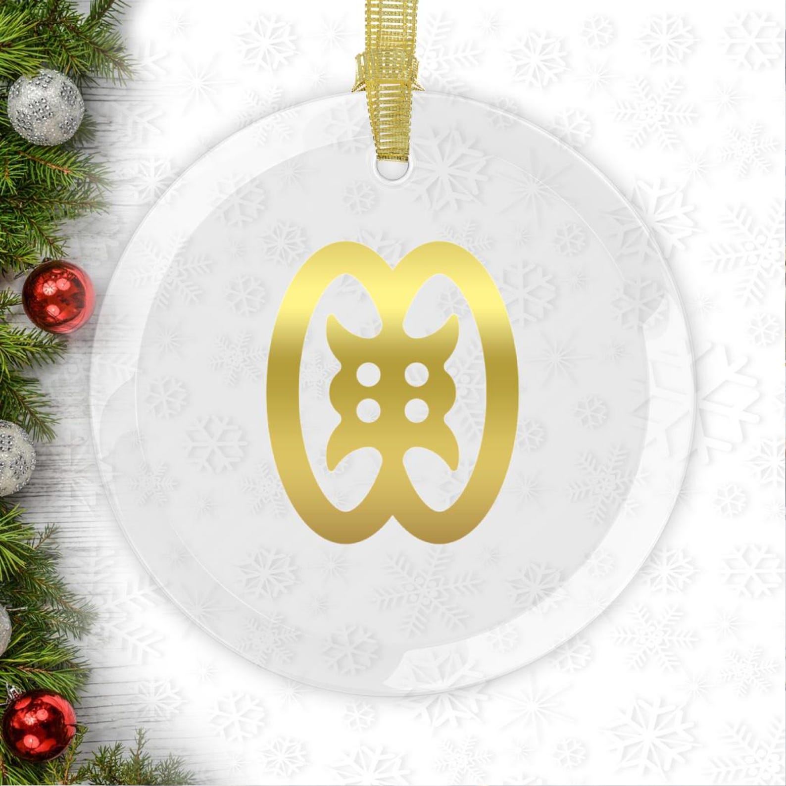 100% Glass Ornament, Akwaaba Adinkra African Symbol Christmas Holiday ...